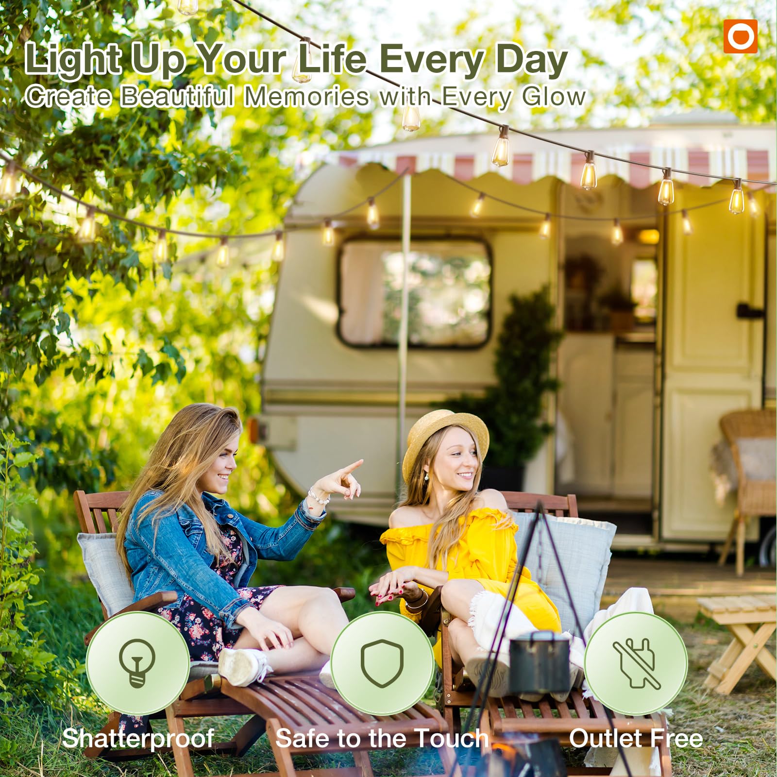 addlon 54(48+6) FT Solar String Lights Waterproof,Patio Lights Solar Powered with Remote & USB Port 15+1 LED Shatterproof Bulbs 3 Light Modes, Dimmable Solar Lights for Camping Backyard Garden