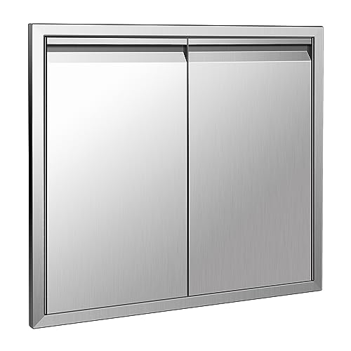 KODOM Outdoor Kitchen Doors - 31W x 24H Inch Double BBQ Access Doors, 304 Stainless Steel for Outdoor Kitchen Cabinet Grill Station or BBQ Island