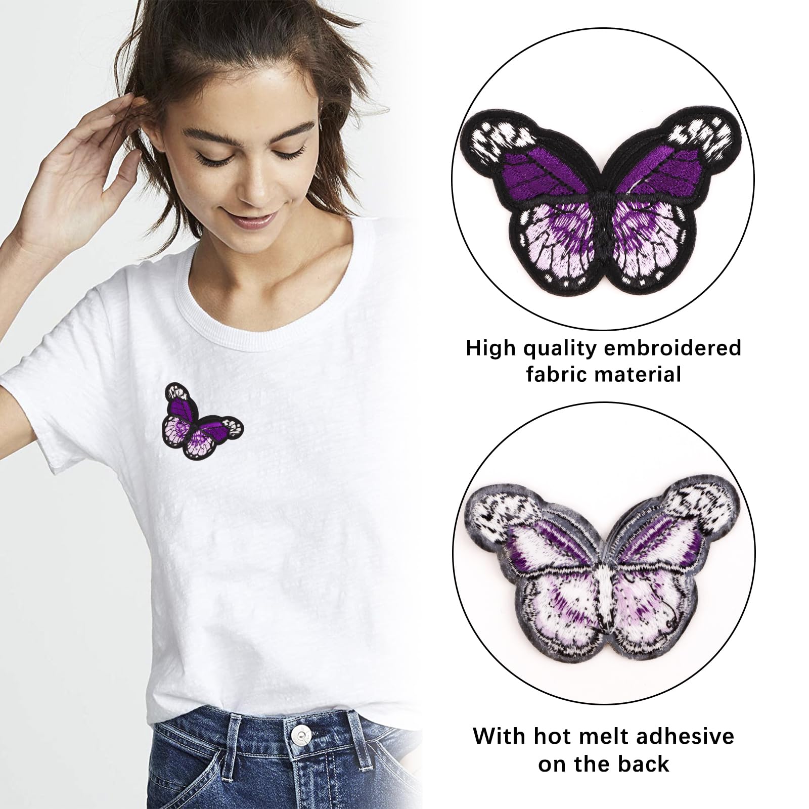 RETON 72 Pcs Embroidered Iron On Patches for Clothing, Butterfly Flower Iron On Patches Set, Bee Rose Daisy Embroidered Patches, Applique Patches for Clothes, Jackets, Jeans, Backpacks