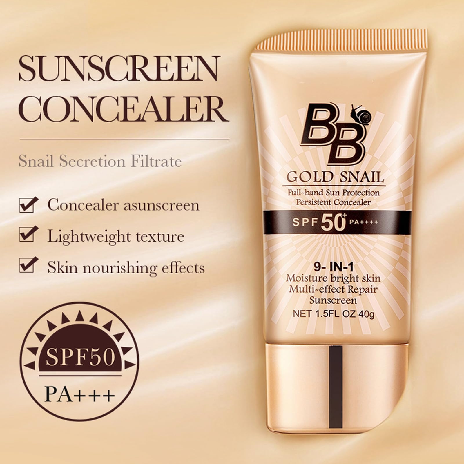Rosarden BB Cream Tinted Moisturizer With SPF 50, Hydrating Formula Face Sunscreen For All Skin Types, Oil-Free, Light (01)