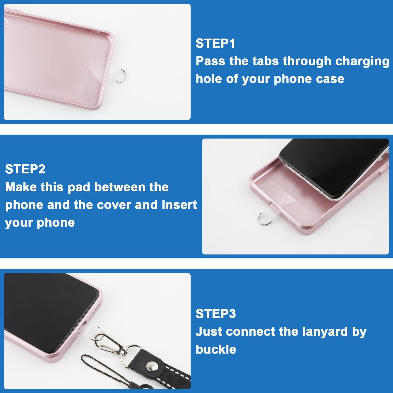 Phone Tether Tab, 10 Pieces Universal Phone Lanyard Patch Without Adhesive,Phone Lanyard Replacement Part for Cell Phone Strap(Transparent)