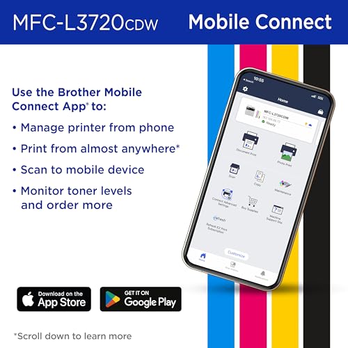 Brother MFC-L3720CDW Wireless Digital Color All-in-One Printer with Laser Quality Output, Copy, Scan, Fax, Duplex, Mobile Includes 2 Month Refresh Subscription Trial ¹ Works with Alexa
