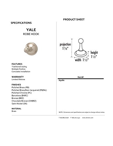 Alno A9280-BRZ Yale Traditional Robe Hooks, Bronze