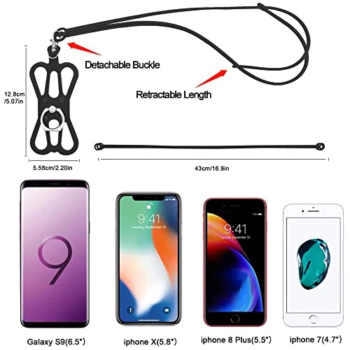 Kinizuxi 2 Pcs Cell Phone Lanyard Crossbody with Adjustable Neck Strap and Phone Ring Grip,Universal Smartphone Lanyard for iPhone Lanyards for Around The Neck Compatible with Most Smartphones