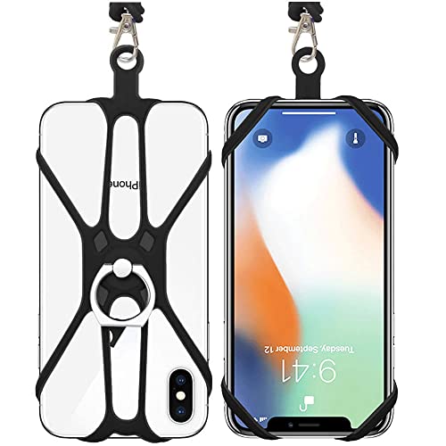 Kinizuxi 2 Pcs Cell Phone Lanyard Crossbody with Adjustable Neck Strap and Phone Ring Grip,Universal Smartphone Lanyard for iPhone Lanyards for Around The Neck Compatible with Most Smartphones