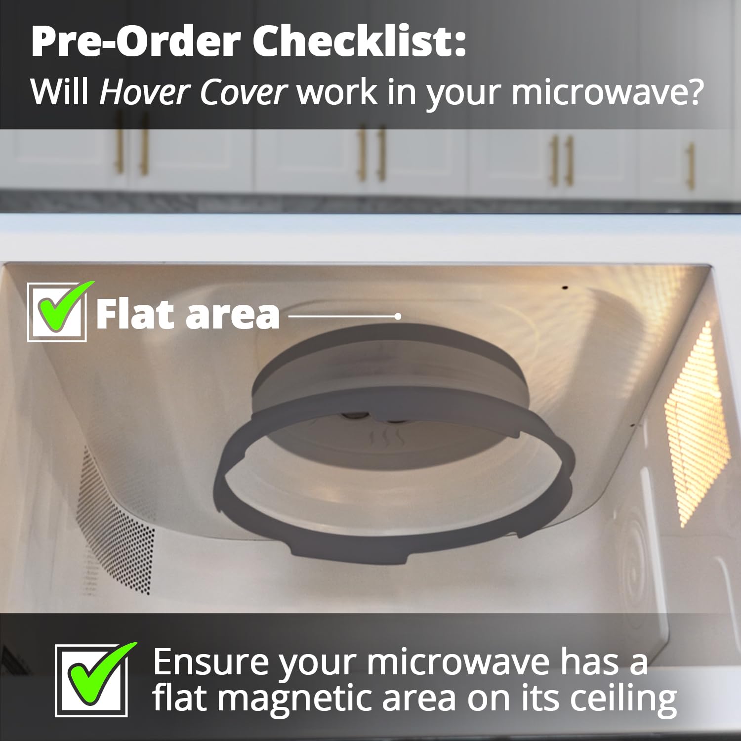 Hover Cover Magnetic Splatter Cover, 10-Inch Clear BPA-Free Food Lid, Vented Plate Guard with Steam Vents, Anti-Splash Microwave Lid, Dishwasher Safe, Space-Saving Magnetic Storage - Charcoal