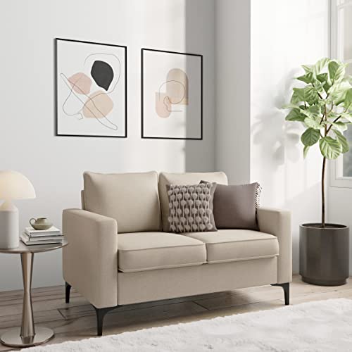 Hillsdale Alamay Modern Upholstered Loveseat Fabric Sofa, Oatmeal