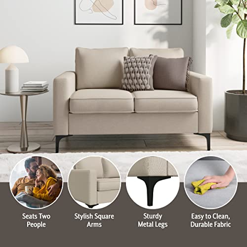 Hillsdale Alamay Modern Upholstered Loveseat Fabric Sofa, Oatmeal
