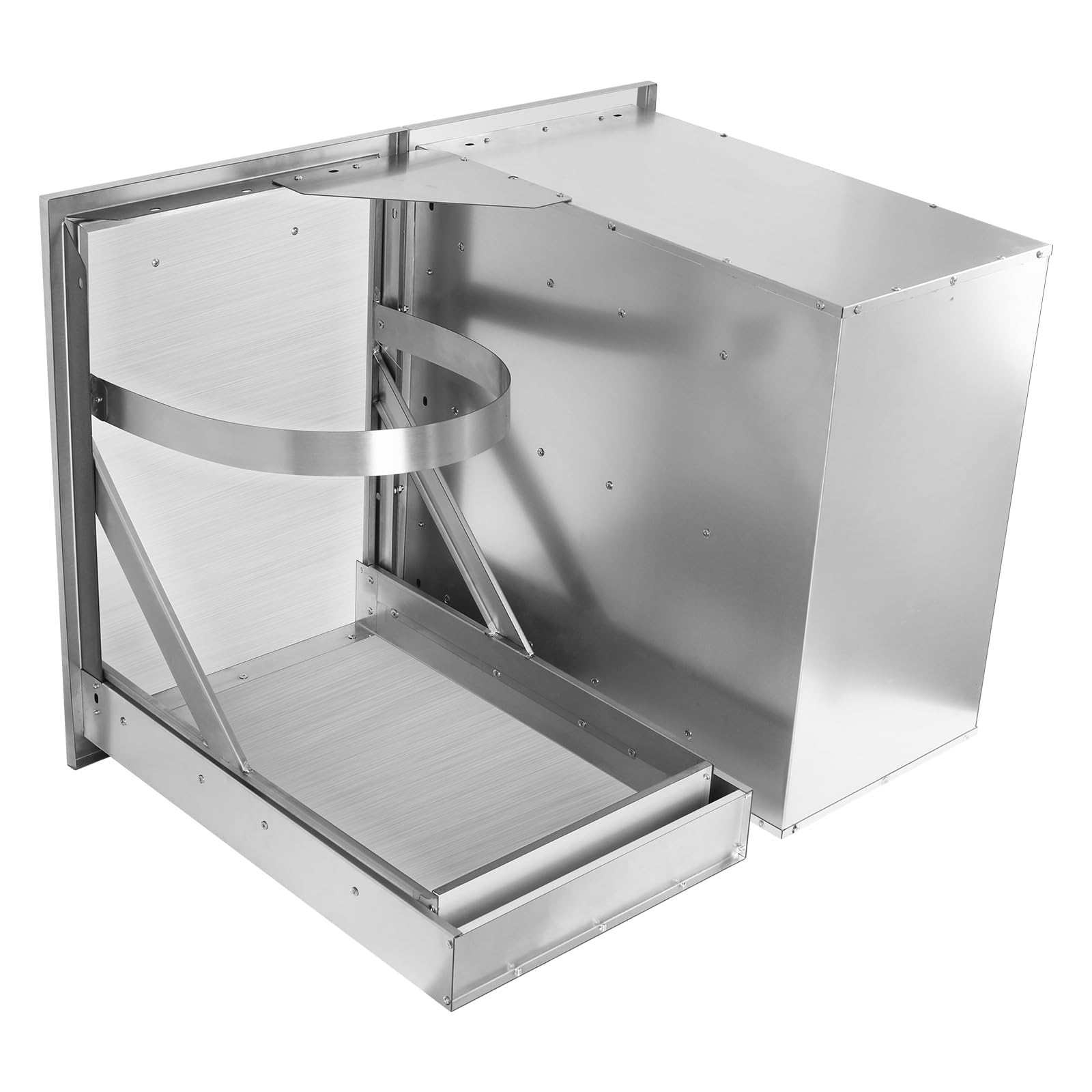 Globamboo Outdoor Kitchen Drawer Combo, BBQ Access Trash Drawer Combo with Propane Tank Tray, Outdoor Kitchen for BBQ Island, Grilling Station, Outside Cabinet (29.5" WX22.6 HX21.7 D)(Left Drawer)