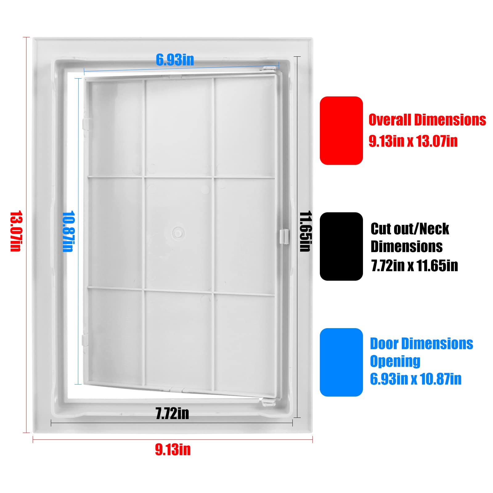 CABAX 8x12 inch Plastic Access Panel for Drywall Ceiling Reinforced Plumbing Wall Access Doors Removable Hinged, White