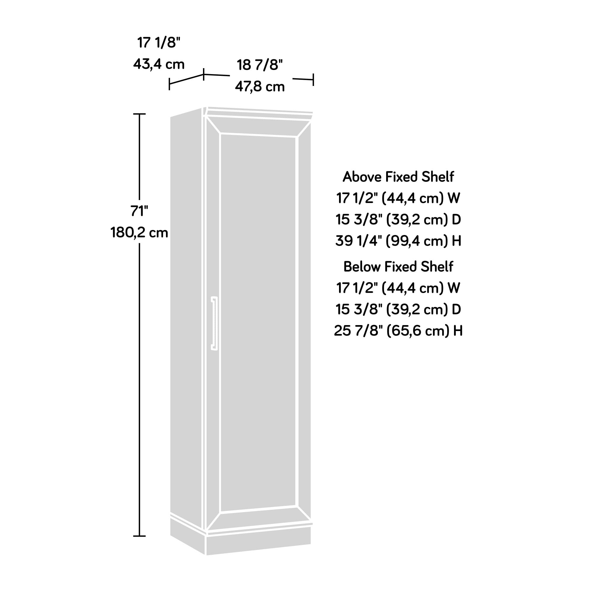 Sauder HomePlus Narrow Pantry Storage Cabinet Slim Single Door with Adjustable Shelves, Kitchen Laundry Bathroom Storage Cabinet, in Soft White