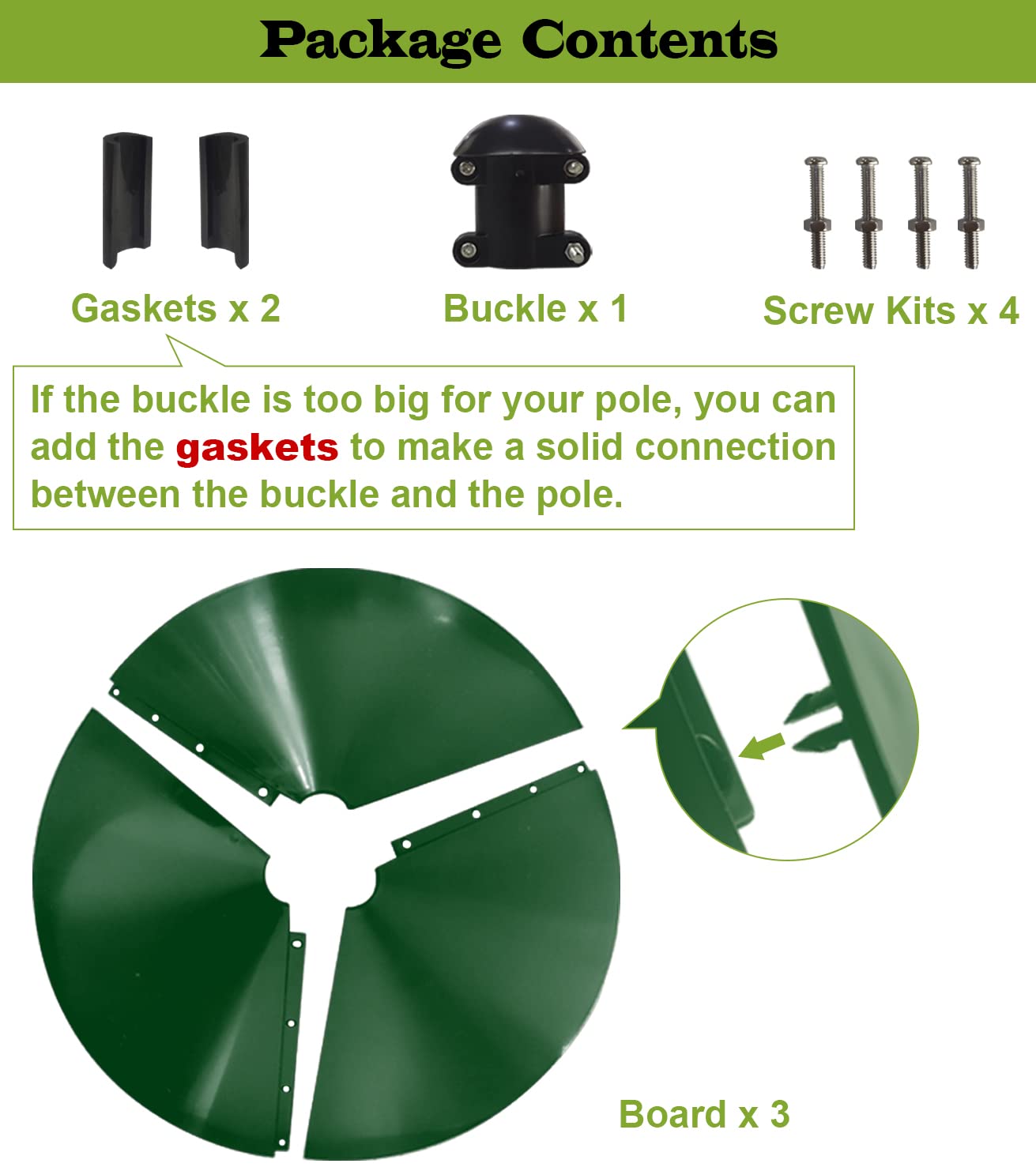 Ansionsol 19 Inch Wide Squirrel Baffle for Bird Feeder Pole, Outside Pole Mount Stopper & Bird House Guard for Outdoor Shepherd’s Hook, Green, 1 Pack