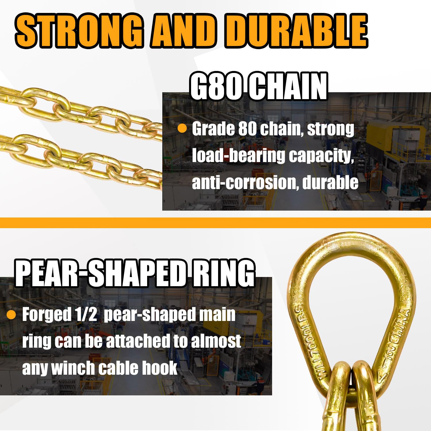 FITHOIST Grade 80 Chain V-Bridle | 5/16In x 2Ft Towing Chain Bridle with J Hooks and Grab Hooks | Bridle Transport Chain with 4,900LBS Safe Working Load | for Flatbed Truck Rollback Wrecker Carrier