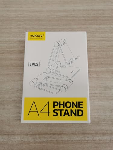 Nulaxy 2 Pack Dual Folding Cell Phone Stand, Fully Adjustable Foldable Desktop Phone Holder Cradle Dock Compatible with Phone 16 15 14 13 12 Pro Xs Xs Max Xr X 8, All Phones, Black & Silver