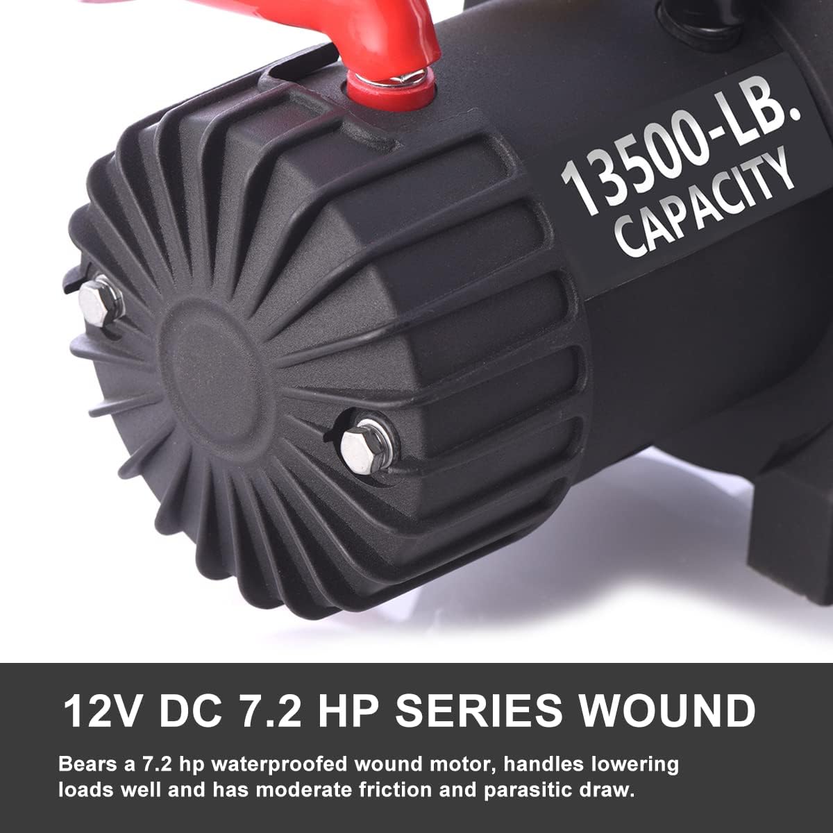 RUGCEL WINCH 13500lb Waterproof Electric Truck Winch 12V Synthetic Rope Jeep Winch with Hawse Fairlead,Wired Handle and 2 Wireless Remote,for Trailer and Wrangler in Car Lift