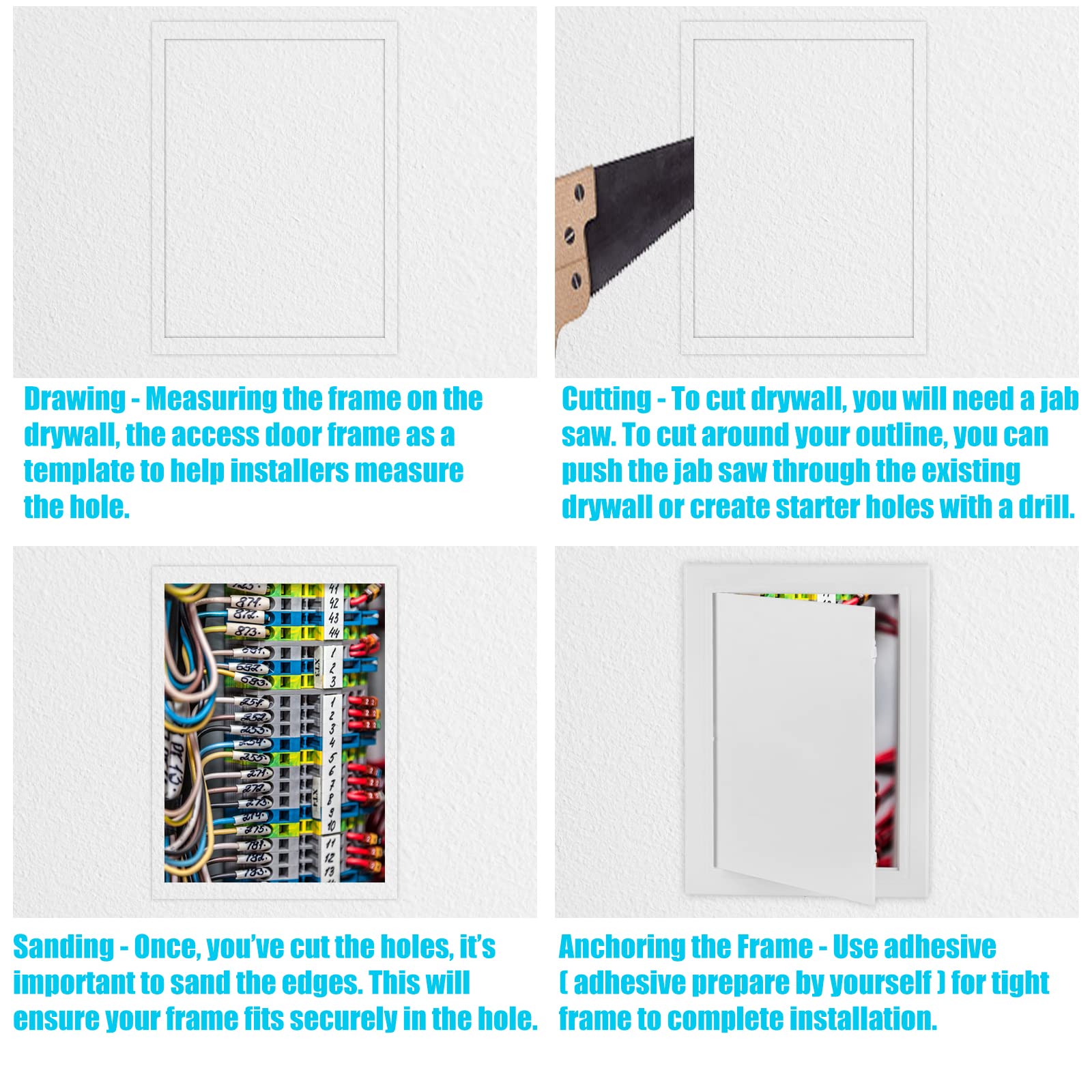 CABAX 8x12 inch Plastic Access Panel for Drywall Ceiling Reinforced Plumbing Wall Access Doors Removable Hinged, White