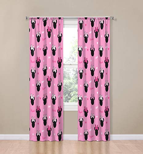 Jay Franco Disney Minnie Mouse Hearts N Love 84" inch Drapes - Beautiful Room Décor & Easy Set Up, Bedding - Curtains Include 2 Tiebacks, 4 Piece Set (Official Disney Product)