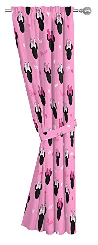 Jay Franco Disney Minnie Mouse Hearts N Love 84" inch Drapes - Beautiful Room Décor & Easy Set Up, Bedding - Curtains Include 2 Tiebacks, 4 Piece Set (Official Disney Product)