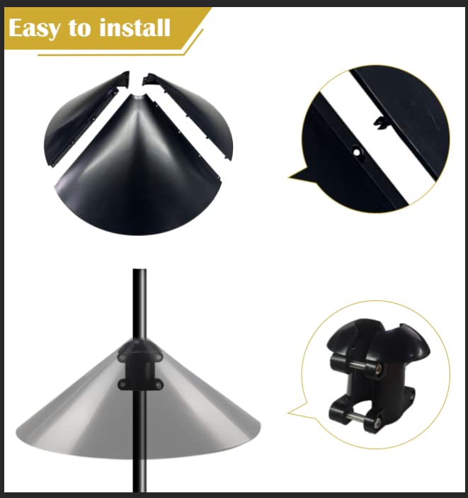 Queension Squirrel Proof Baffle, 19-inch Wide Squirrel Guard Stopper for Outdoor Bird Feeder Poles or Outside Shepherd Hooks, Save Bird Houses from Squirrels, Raccoons, and Rodents, Black, 1 Pack…