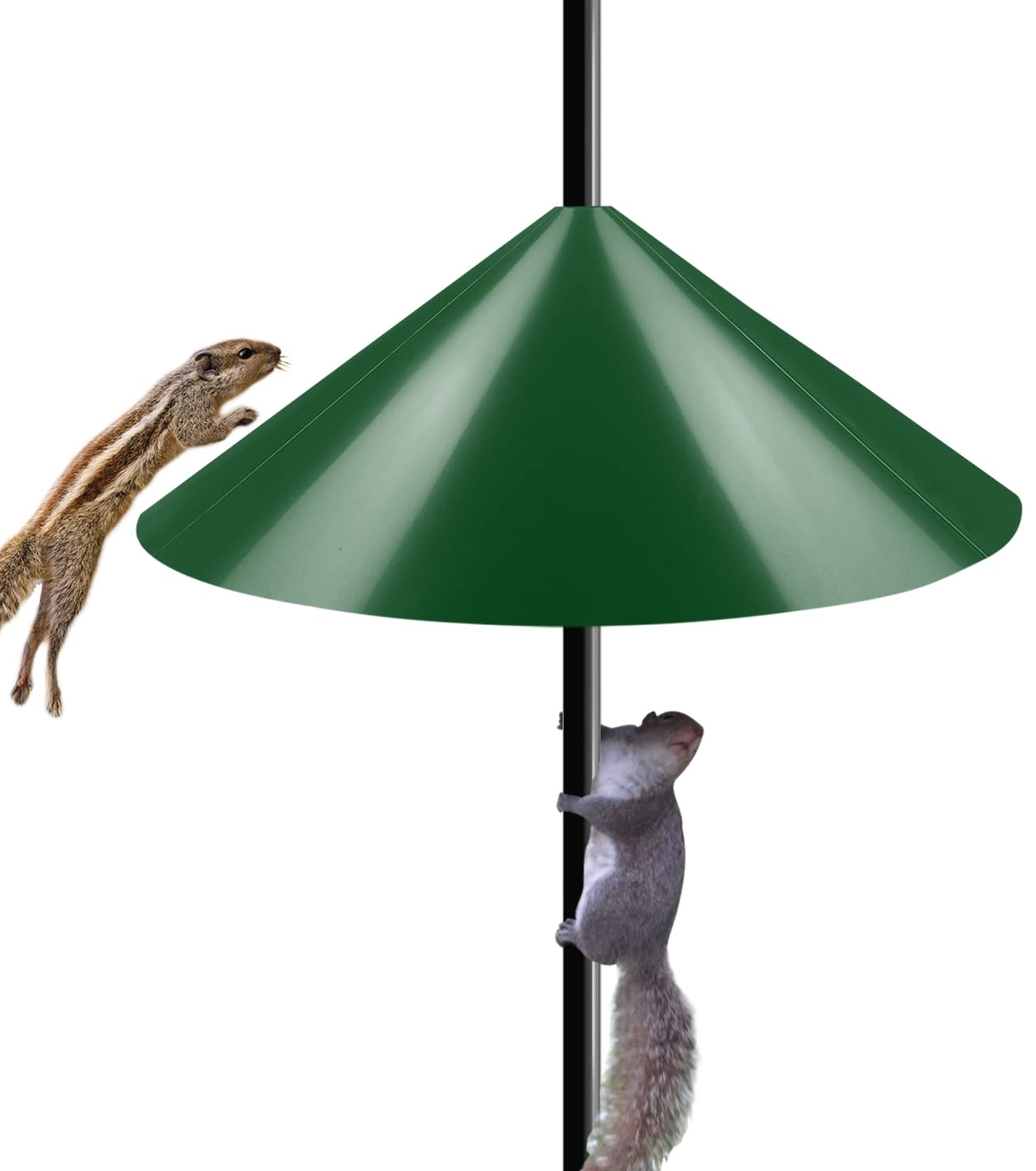 Ansionsol 19 Inch Wide Squirrel Baffle for Bird Feeder Pole, Outside Pole Mount Stopper & Bird House Guard for Outdoor Shepherd’s Hook, Green, 1 Pack