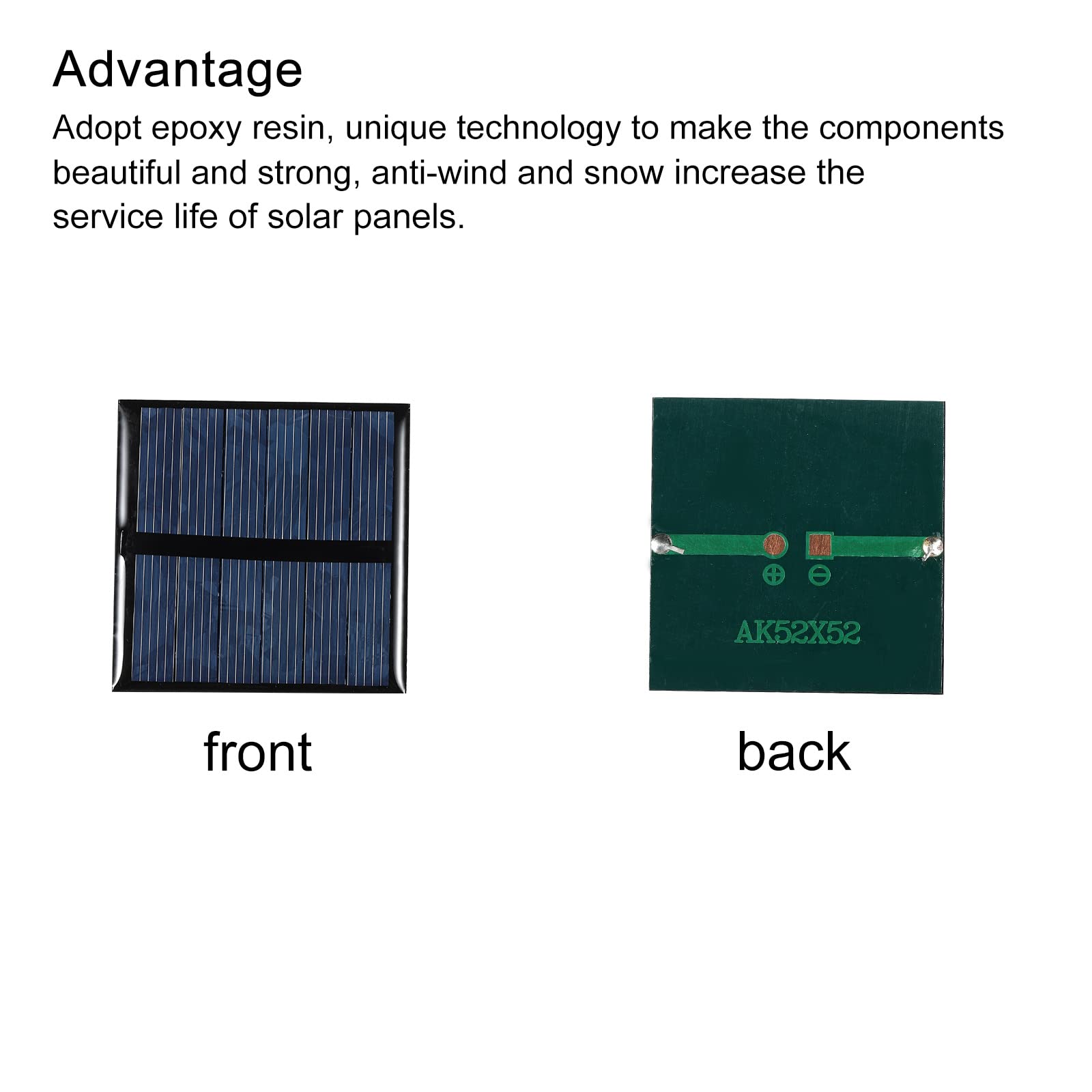 MECCANIXITY Mini Solar Panel Cell 3V 125mA 0.375W 52mm x 52mm for DIY Electric Power Project Pack of 5