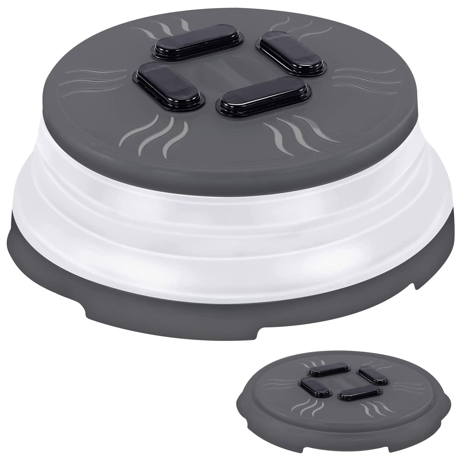 Hover Cover Magnetic Splatter Cover, 10-Inch Clear BPA-Free Food Lid, Vented Plate Guard with Steam Vents, Anti-Splash Microwave Lid, Dishwasher Safe, Space-Saving Magnetic Storage - Charcoal
