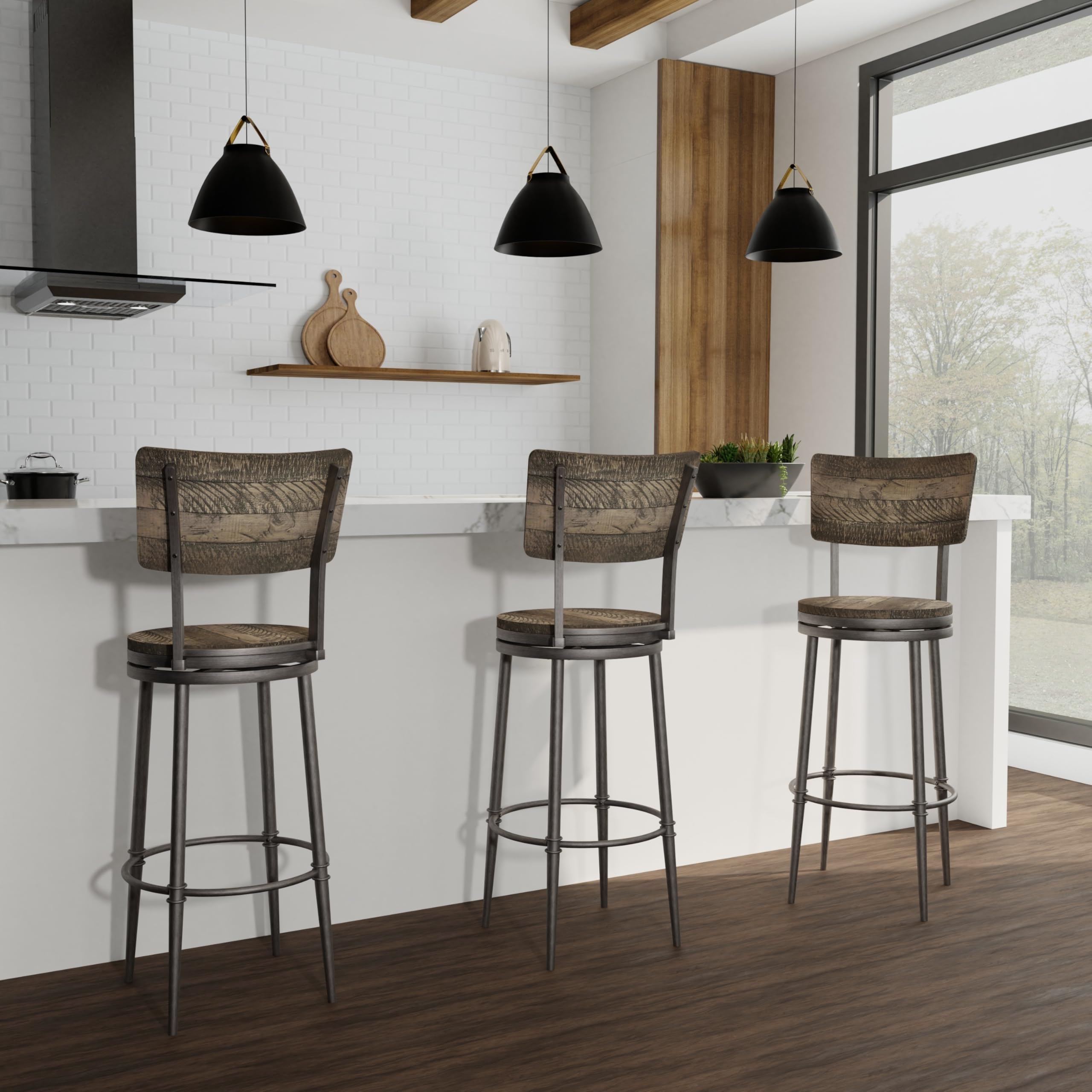 Hillsdale Jennings 30" Metal Farmhouse Bar Stool in Gray Finish