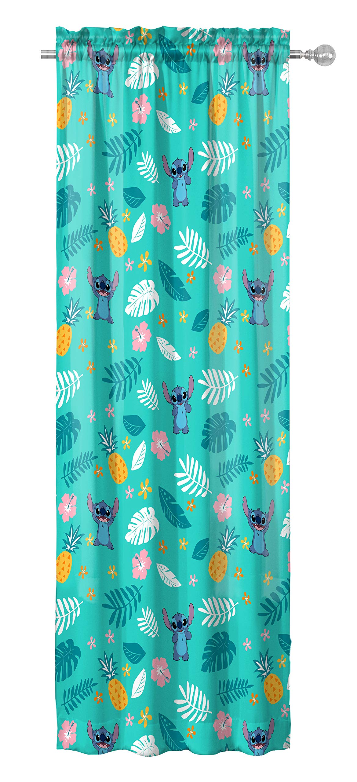 Jay Franco Disney Lilo & Stitch Aloha Stitch 63" Inch Drapes - Beautiful Room Décor & Easy Set Up, Bedding - Curtains Include 2 Tiebacks, 4 Piece Set (Official Disney Product)