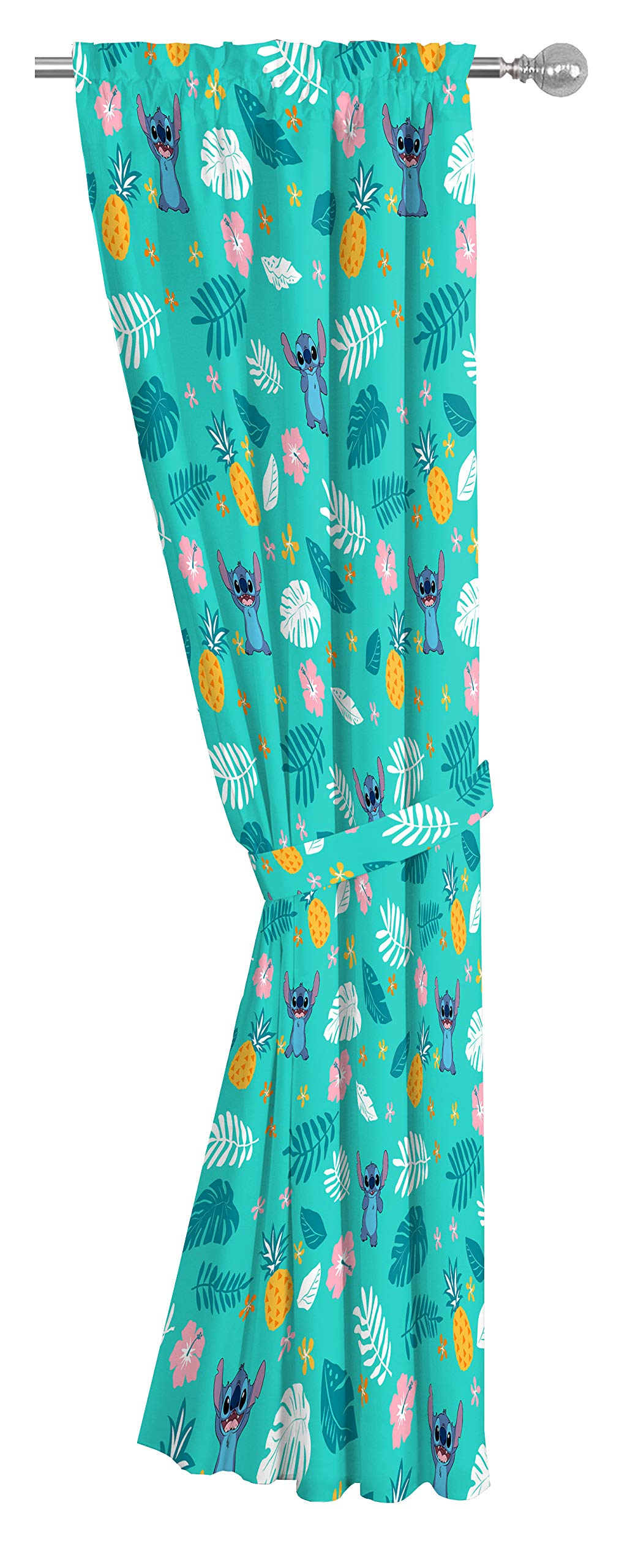 Jay Franco Disney Lilo & Stitch Aloha Stitch 63" Inch Drapes - Beautiful Room Décor & Easy Set Up, Bedding - Curtains Include 2 Tiebacks, 4 Piece Set (Official Disney Product)