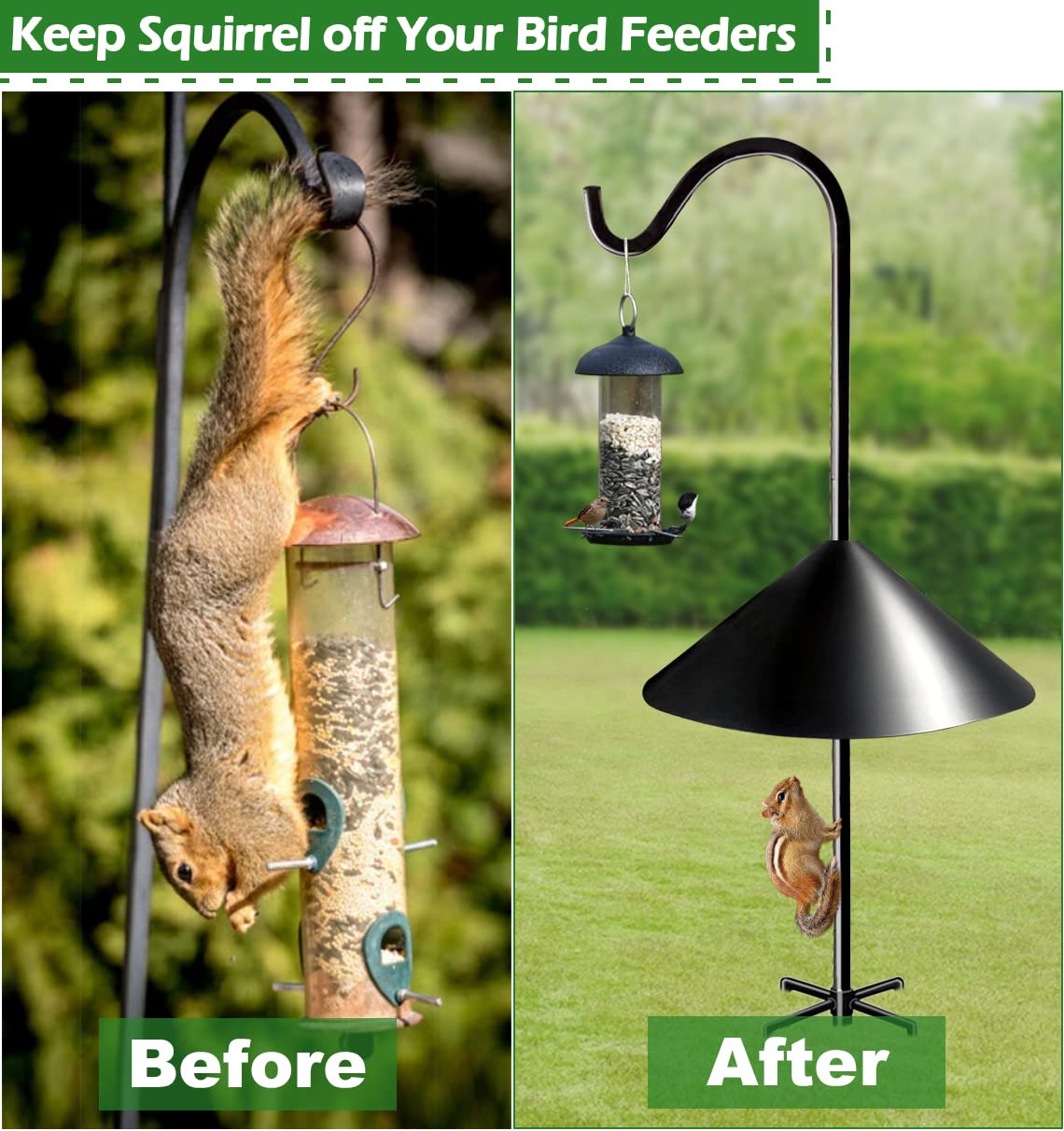 Fandature 19 Inch PP Squirrel Proof Baffle for Protecting Outside Pole Bird Feeders and Bird Houses, Pole Mount Raccoon and Squirrel Guard Stopper for Shepherd Hooks - Black, 1 Pack