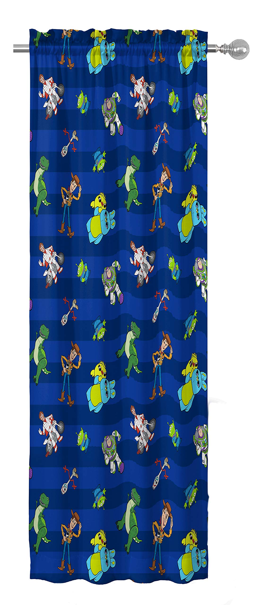 Jay Franco Kids Window Drapes - 4 Piece Curtain Set Includes 2 Tiebacks, Beautiful Bedding Room Décor and Easy Set Up, Blue - Toy Story, 63 Inch