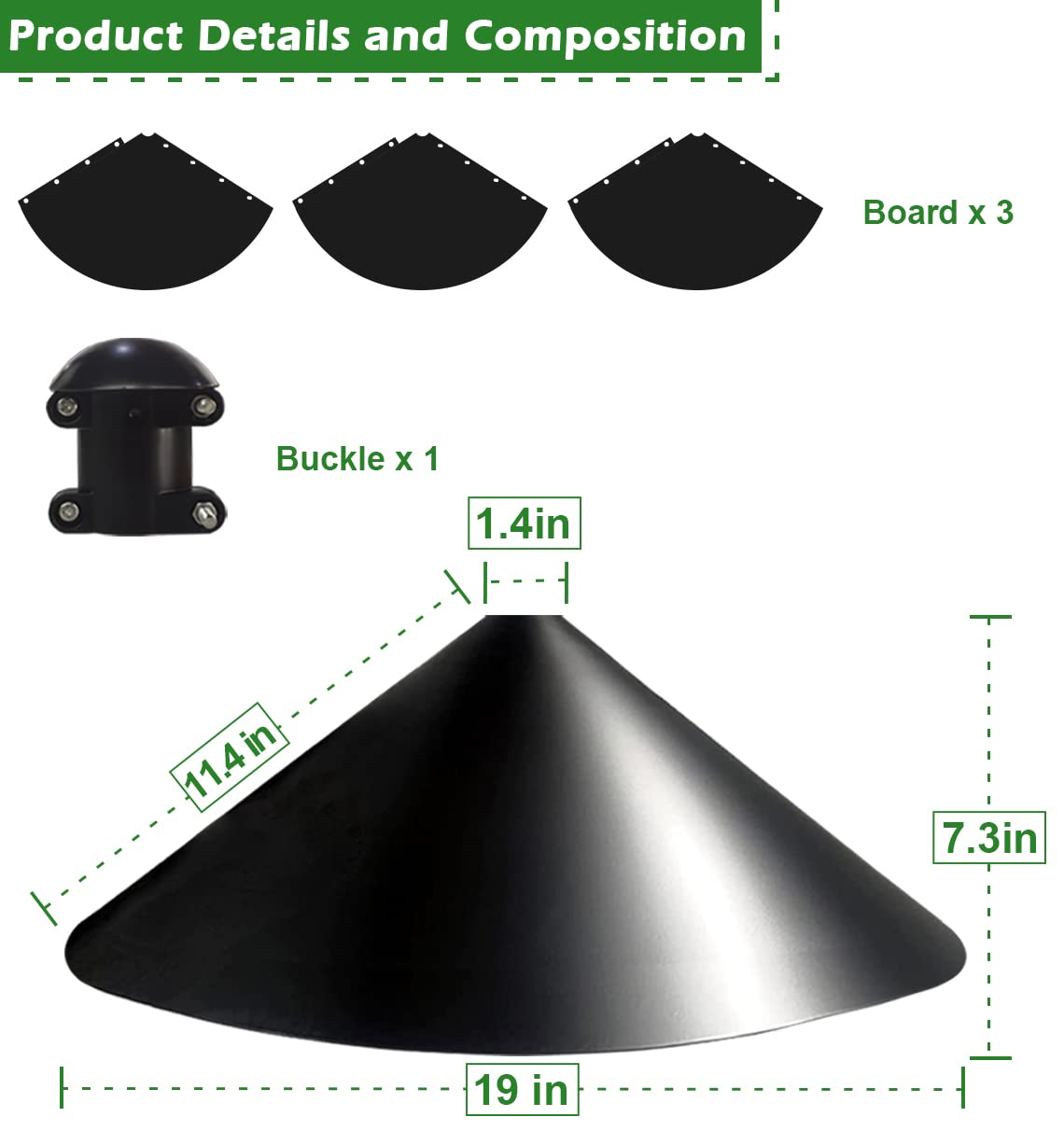 Fandature 19 Inch PP Squirrel Proof Baffle for Protecting Outside Pole Bird Feeders and Bird Houses, Pole Mount Raccoon and Squirrel Guard Stopper for Shepherd Hooks - Black, 1 Pack