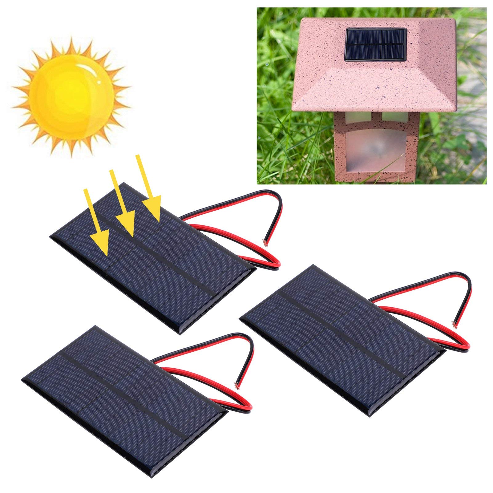 Eujgoov 3pcs Mini Solar Panels, DC 6V 1W Polycrystalline Solar Cell Module Micro Solar Panels for Solar Battery Charger