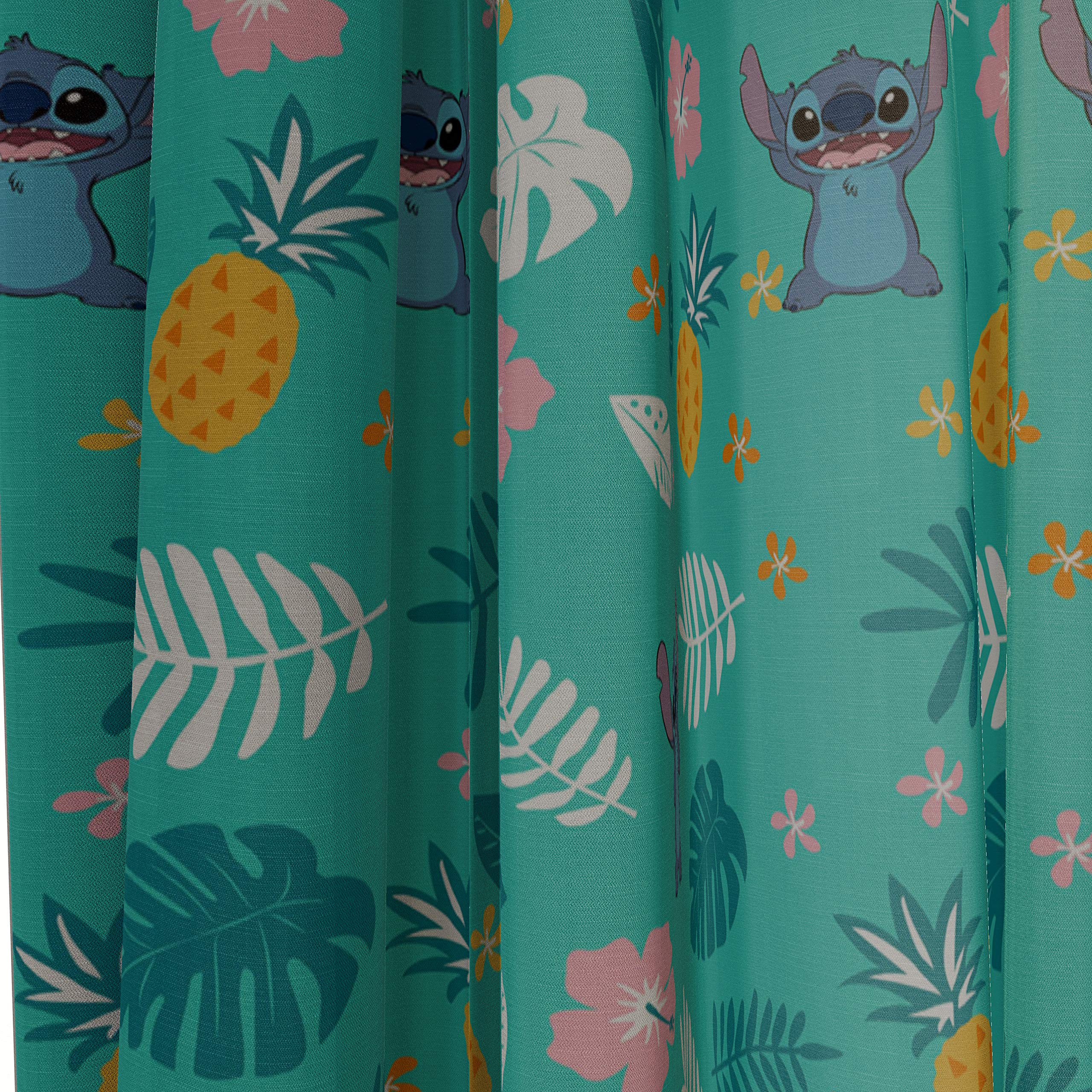 Jay Franco Disney Lilo & Stitch Aloha Stitch 63" Inch Drapes - Beautiful Room Décor & Easy Set Up, Bedding - Curtains Include 2 Tiebacks, 4 Piece Set (Official Disney Product)