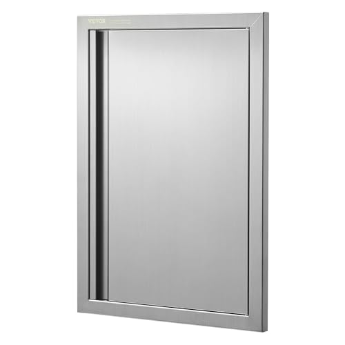 VEVOR BBQ Access Door 17W x 24H Inch, Vertical Single BBQ Door Stainless Steel with Recessed Handle, Outdoor Kitchen Doors for BBQ Island, Grill Station, Outside Cabinet