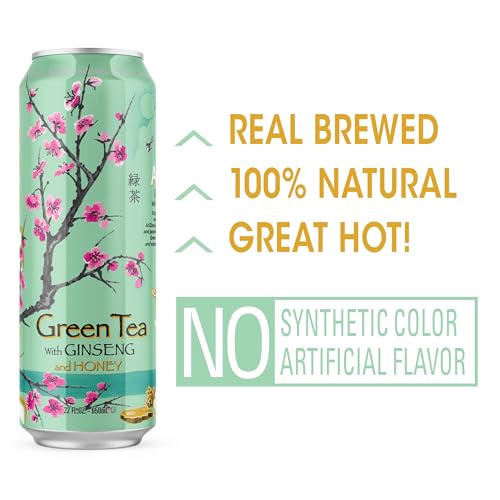 AriZona Green Tea with Ginseng and Honey - Big Can, 22 Fl Oz (Pack of 12)
