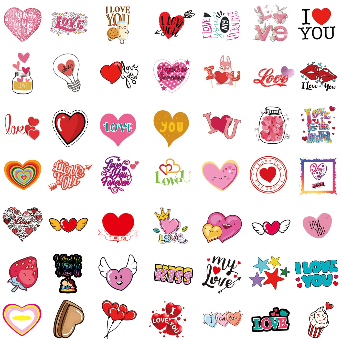 100PCS Valentine's Day Stickers, Non-Repeating Vinyl Waterproof Romantic Stickers for Laptops, Gifts, Water Bottles, Scooters, and Valentine's Day Wall, Window Decorations