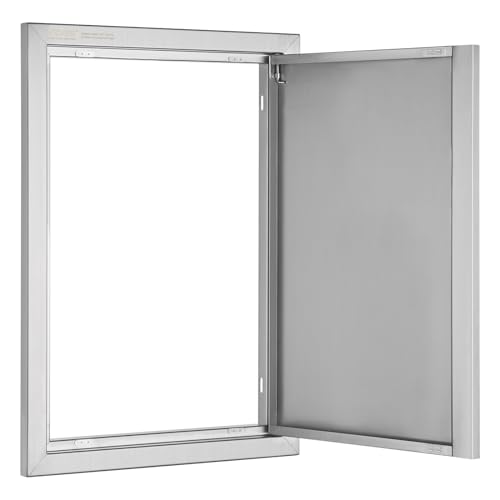 VEVOR BBQ Access Door 17W x 24H Inch, Vertical Single BBQ Door Stainless Steel with Recessed Handle, Outdoor Kitchen Doors for BBQ Island, Grill Station, Outside Cabinet