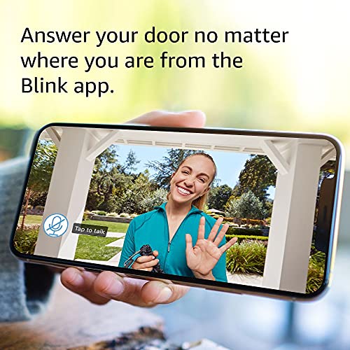 Blink Video Doorbell (newest model) + Sync Module 2 | Two-year battery life, Two-way audio, HD video, motion and chime app alerts and Alexa enabled — wired or wire-free (White)
