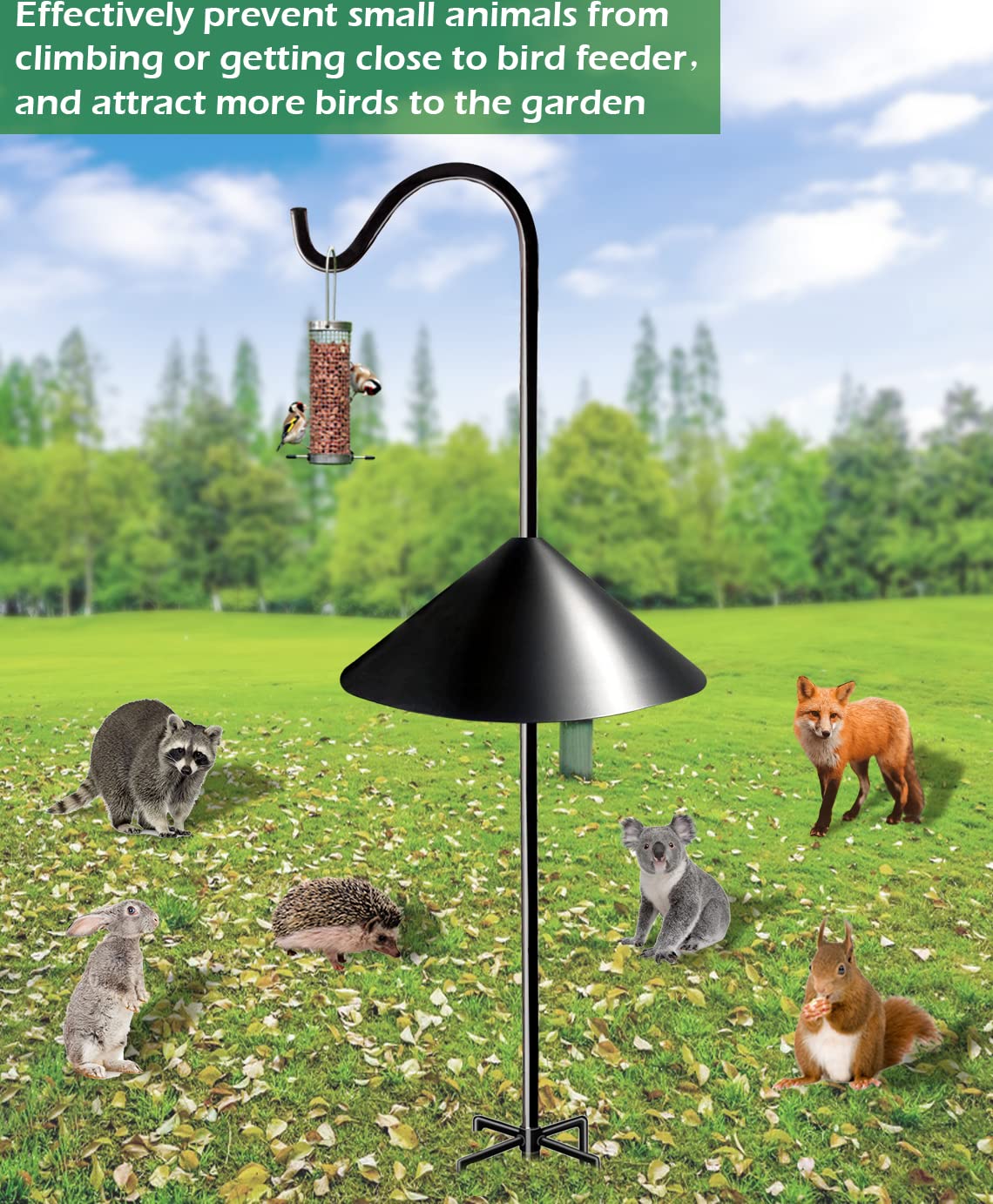 Fandature 19 Inch PP Squirrel Proof Baffle for Protecting Outside Pole Bird Feeders and Bird Houses, Pole Mount Raccoon and Squirrel Guard Stopper for Shepherd Hooks - Black, 1 Pack