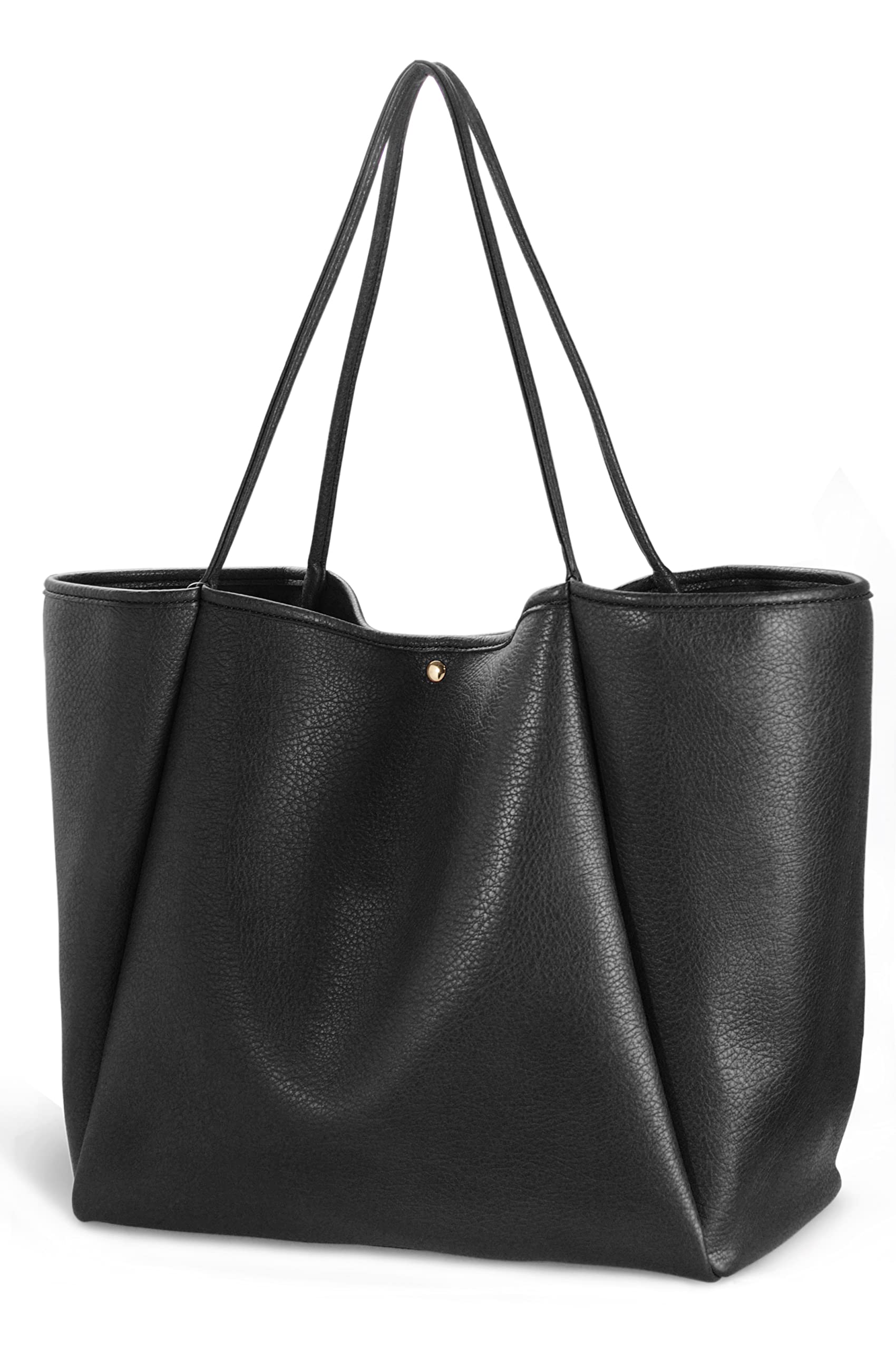 HOXIS Oversize Pu Leather Tote Women Weekender Bag Shopper Handbag Travel Purse (Black)