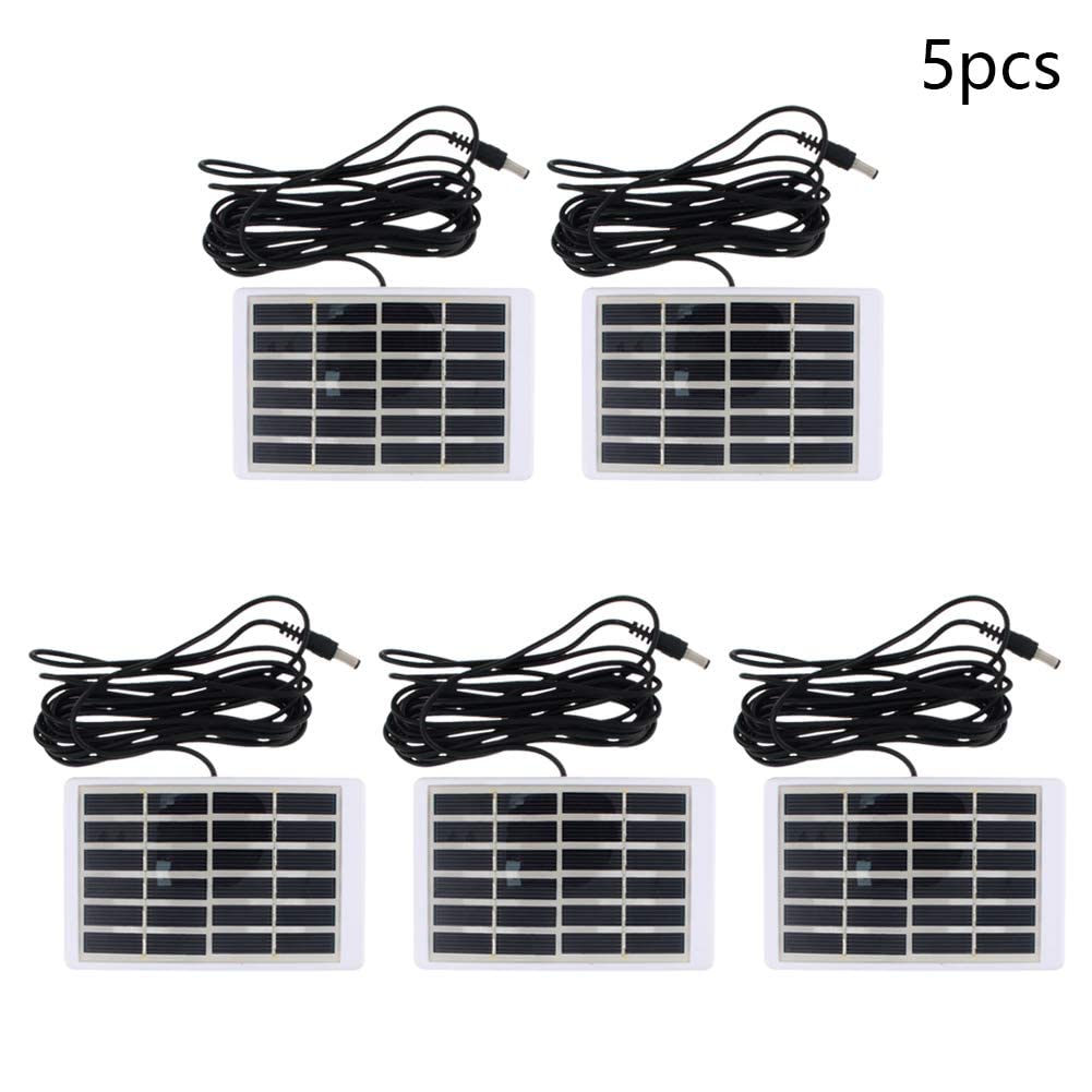 Fielect 5Pcs 6V 1.2W Mini Solar Panel Module Polycrystalline Silicon DIY Battery Power Charge Solar Cell Panel Module with Wire DC Plug White