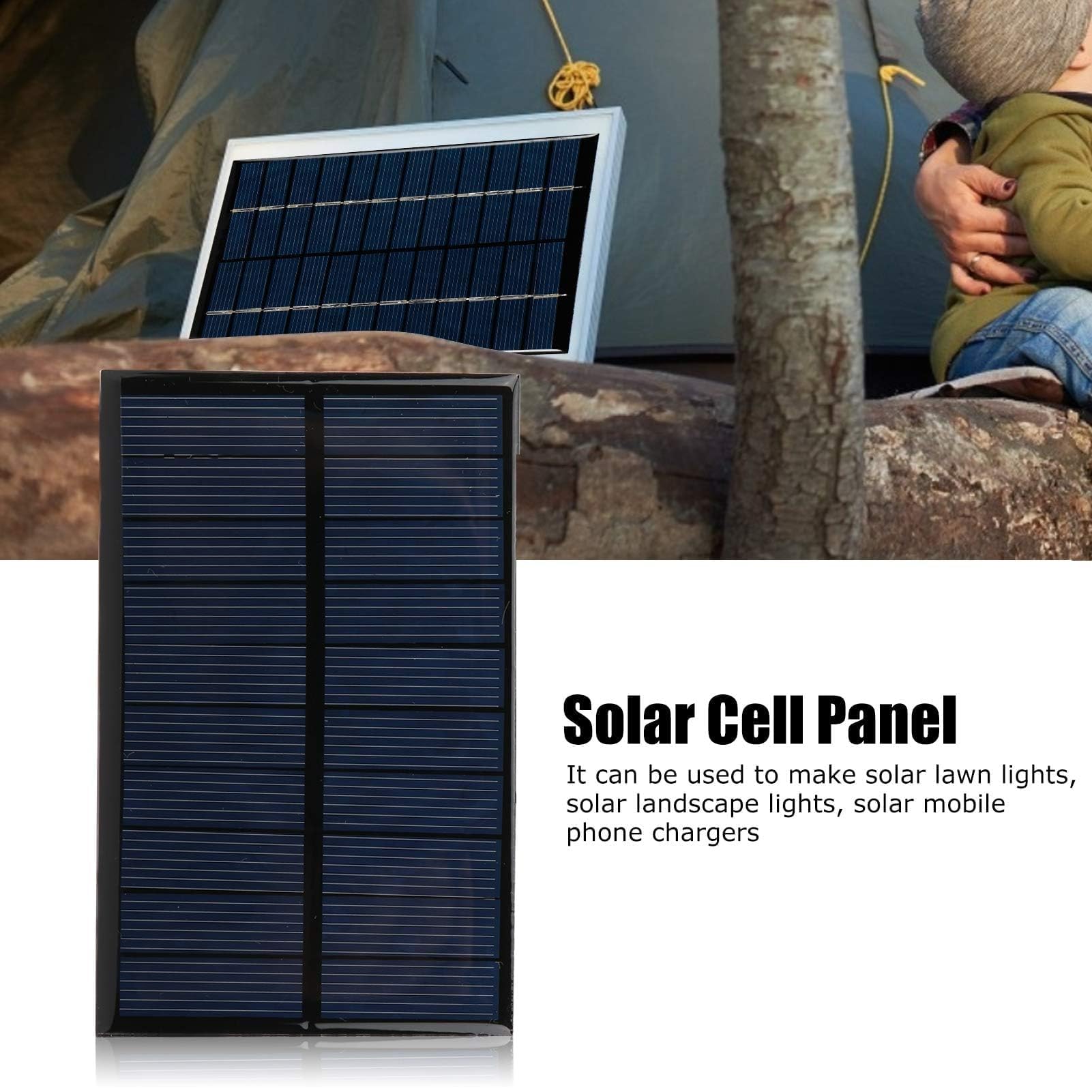 2pcs Mini Solar Cell Panel Module, Epoxy Power Supply Systerm Charger Battery DC 5V 250mA with Cable Length 30cm/11.8in