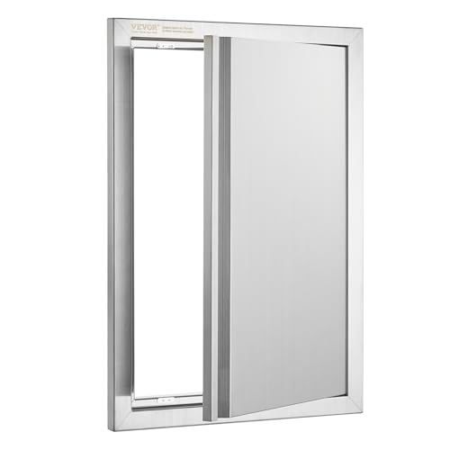 VEVOR BBQ Access Door 17W x 24H Inch, Vertical Single BBQ Door Stainless Steel with Recessed Handle, Outdoor Kitchen Doors for BBQ Island, Grill Station, Outside Cabinet