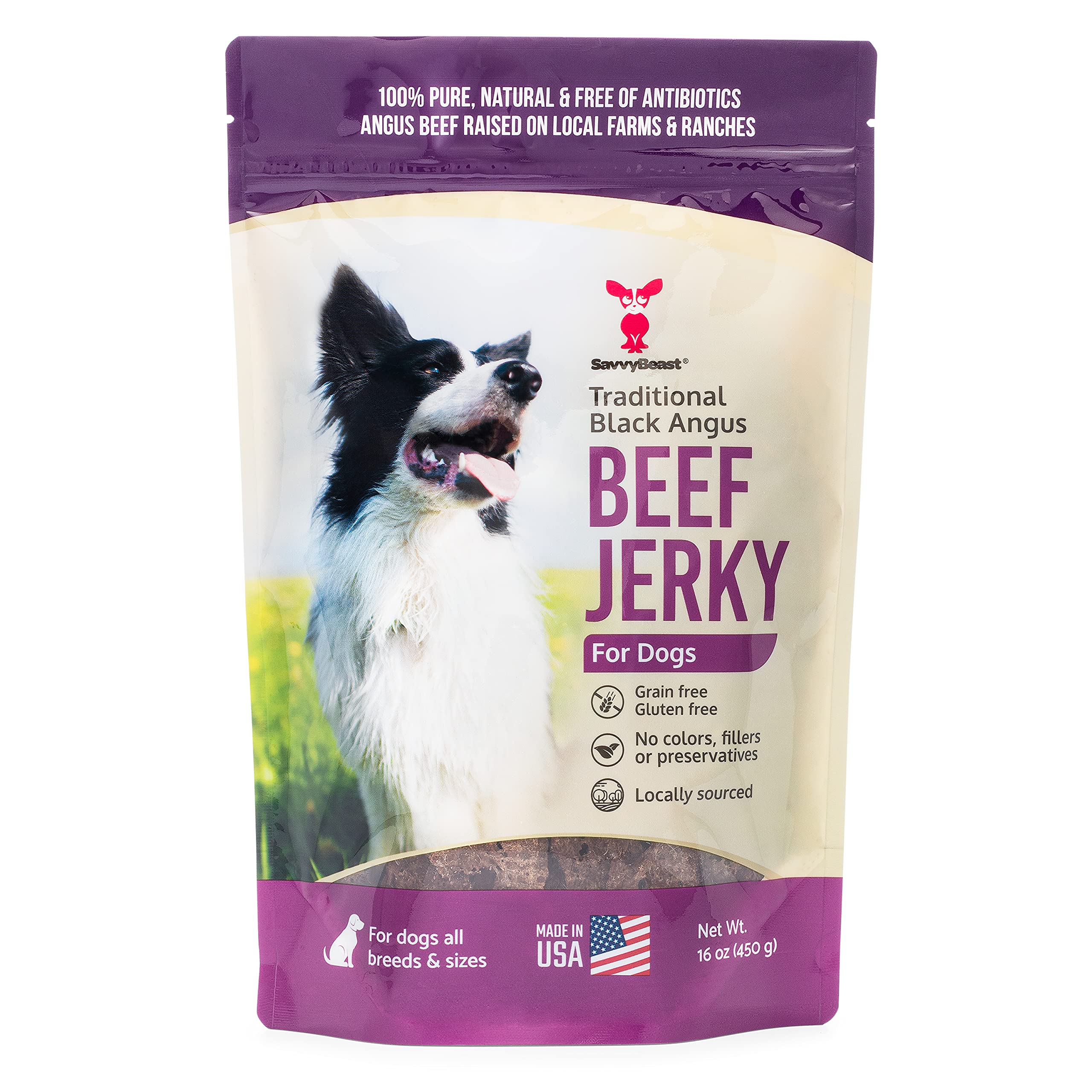 Beef Jerky Dog Treats for Dogs - 16 oz Grass-Fed Natural Real Meat Jerky Made in the USA Only - Thin Healthy Grain Free Chew Sticks - High in Protein Tender Strips - Perfect for Training & Rewarding