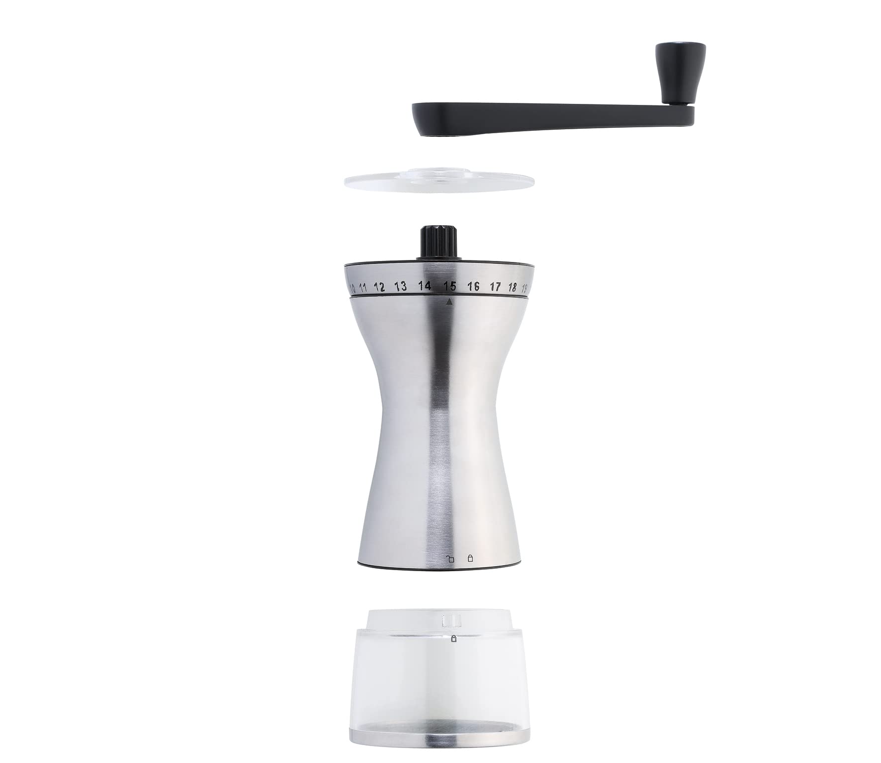 Zassenhaus Manaos Manual Coffee Grinder - Stainless Steel Mill - 2.5 Ounce, 9.5-Inch Hand Bean Grinder for Fresh Coffee