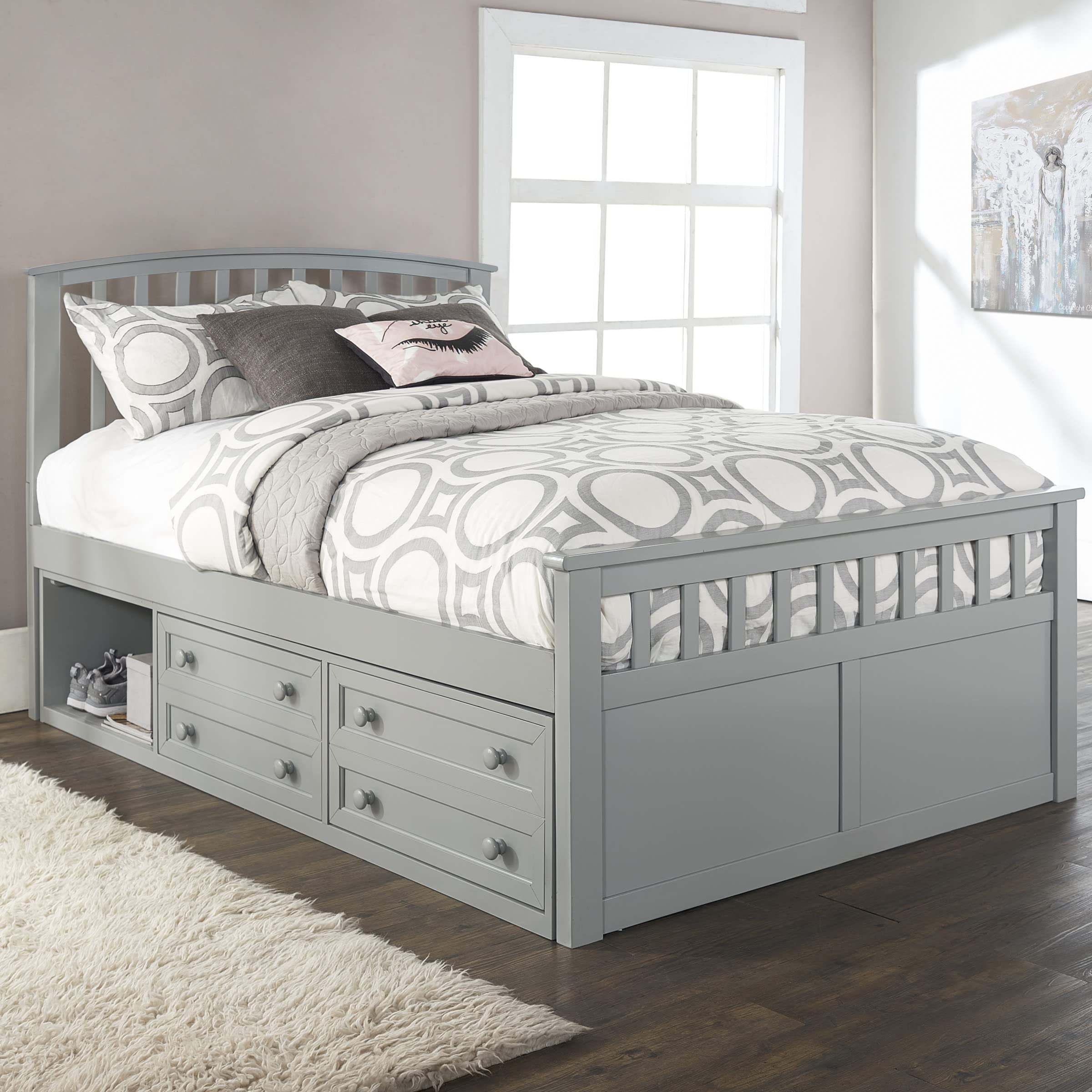Hillsdale Furniture Hillsdale Bed with Two Storage Units, Full, Grey