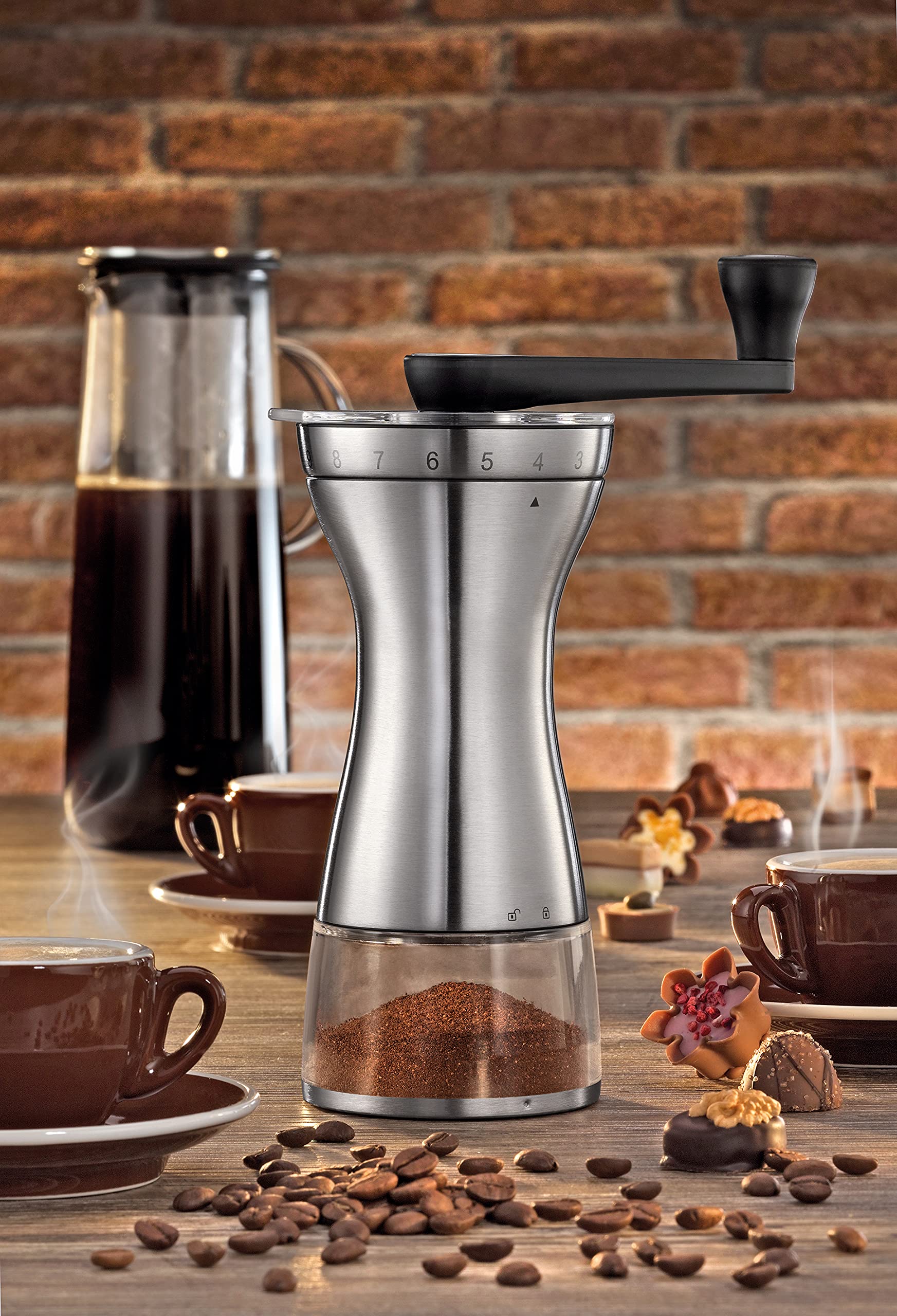 Zassenhaus Manaos Manual Coffee Grinder - Stainless Steel Mill - 2.5 Ounce, 9.5-Inch Hand Bean Grinder for Fresh Coffee