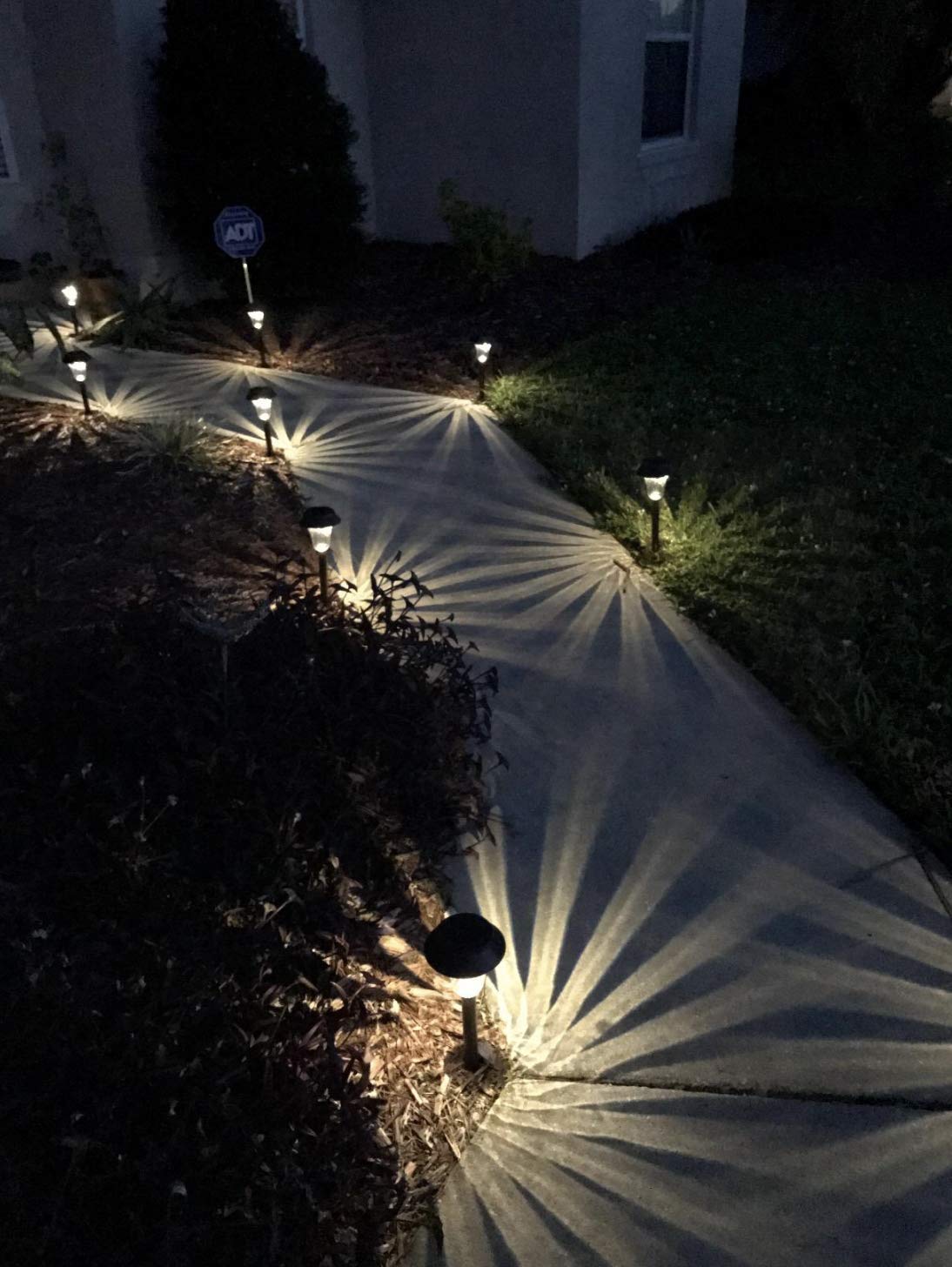 Enchanted Spaces Silver Solar Path Light, Set of 6, with Glass Lens, Metal Ground Stake, and Extra-Bright LED for Lawn, Patio, Yard, Walkway, Driveway