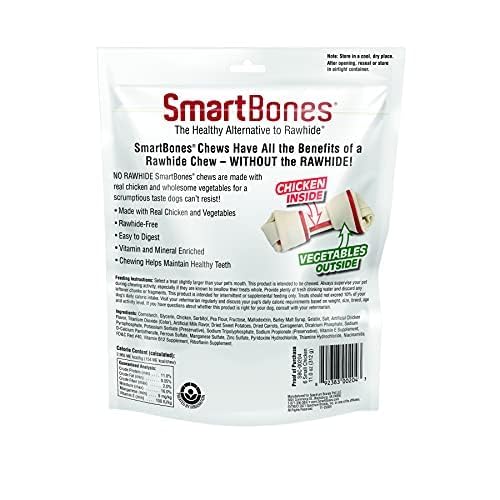 SmartBones Dog Chews, Treat Your Dog to Rawhide-Free Dog Bones, Made With Real Meat and Vegetables, 3 Large